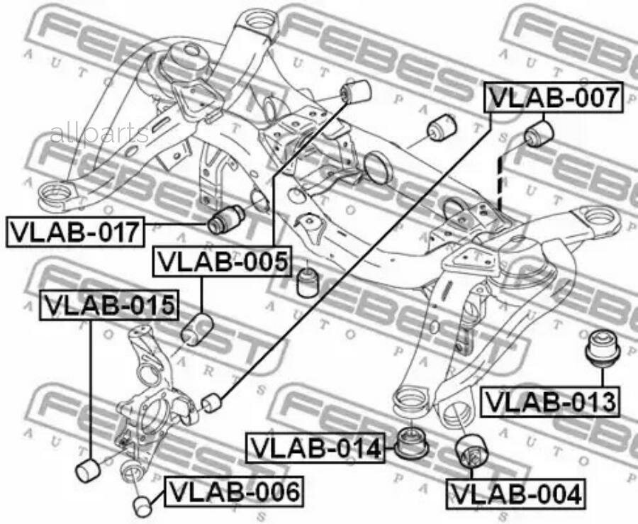 FEBEST VLAB-017 сайлентблок задней балки VOLVO XC90 2003-