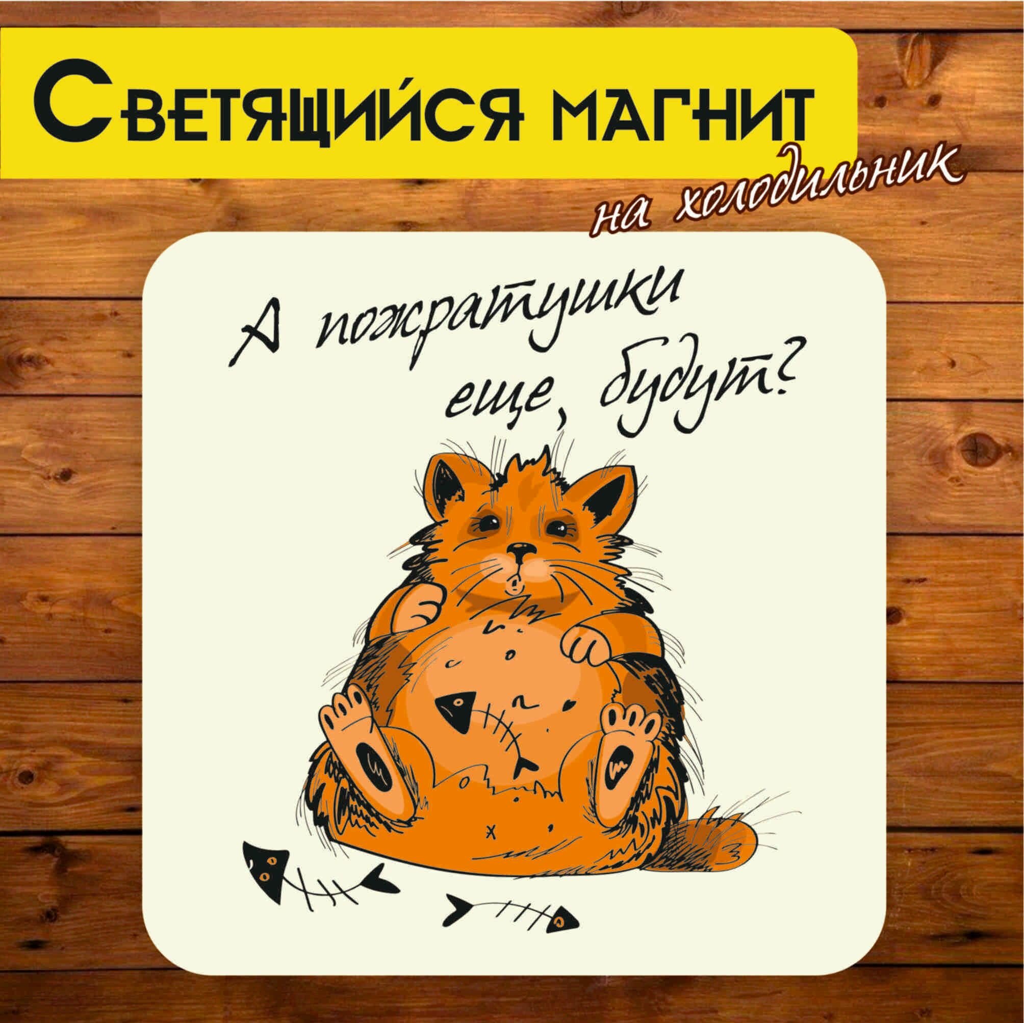 Светящийся в темноте магнит на холодильник RiForm "А пожратушки ещё будут?"