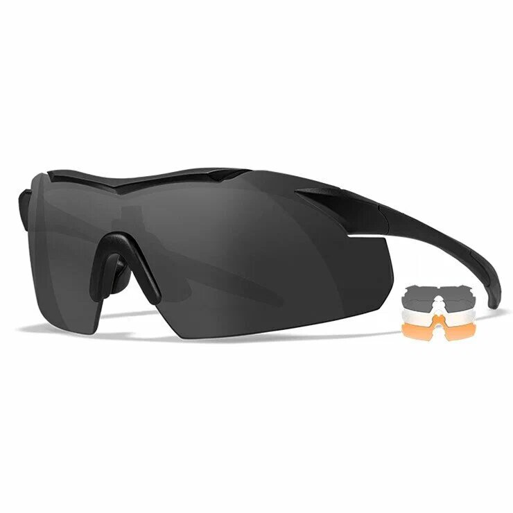 Очки баллистические стрелковые Wiley X Vapor 2.5MM (Черная матовая оправа, линзы: дымчато-серая 15% + прозрачная 89% + янтарная 52%)