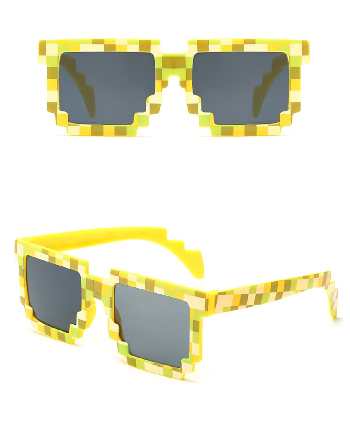 Карнавальные очки. Пиксельные желтые в стиле Minecraft. Плотный пластик