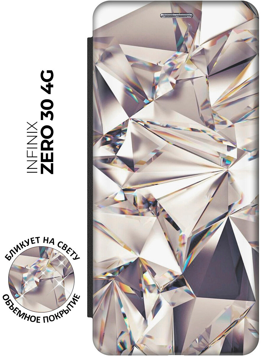 Чехол-книжка на Infinix Zero 30 4G / Инфиникс Зеро 4г с рисунком "Алмазные грани" черный