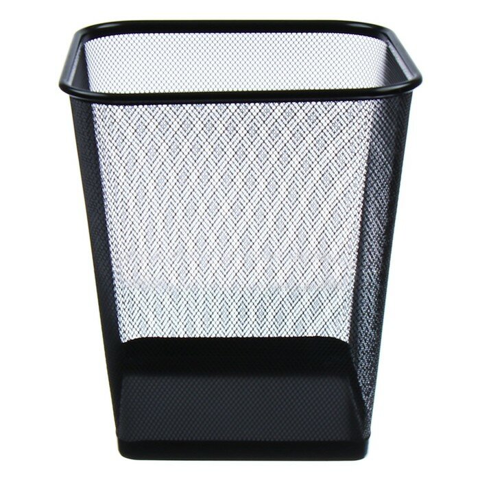 Корзина для бумаг, сетка, металл, квадратная, черная, 17 л