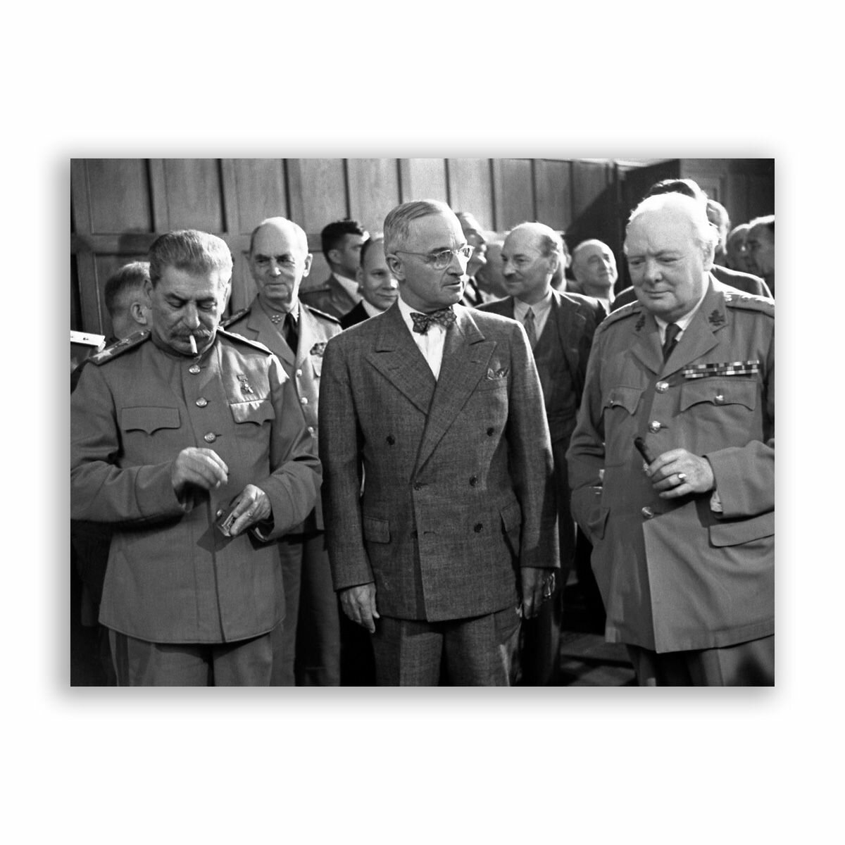 Советский постер, плакат на бумаге / Потсдам 1946. Сталин, Труман, Черчиль / Размер 60 x 80 см