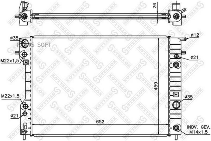 1025247SX STELLOX Радиатор с AC АКПП Opel Omega 2.5-3.2 V6 94>