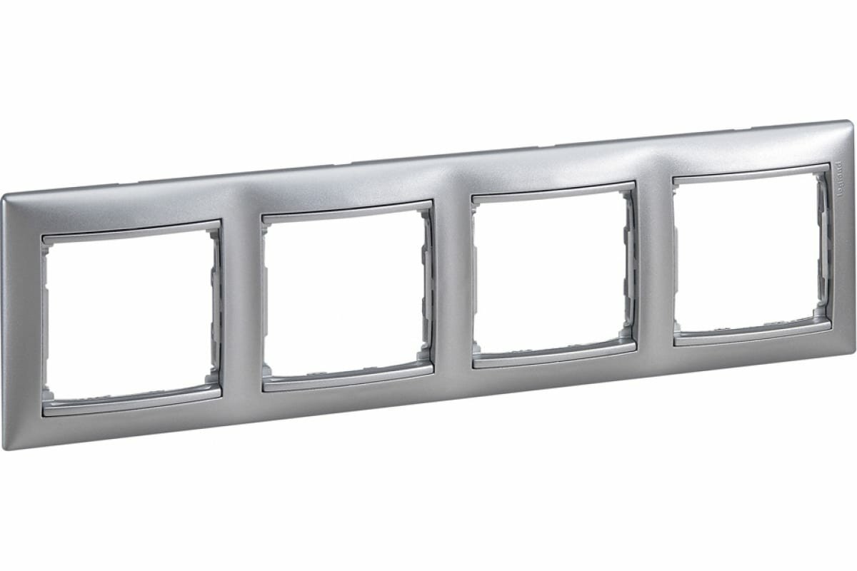 Рамка электроустановочная Legrand Valena, серебристый, 4 пост 770154 1 штук