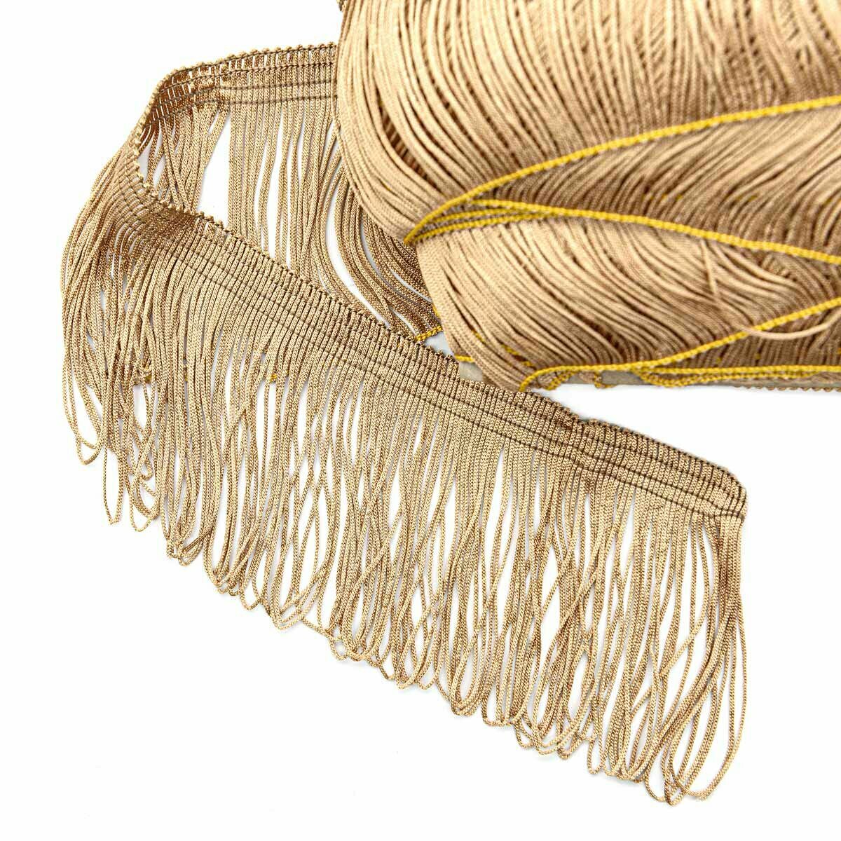 Бахрома для штор, текстиля, одежды, шитья, 9 см*25 м, темно-бежевая, Айрис