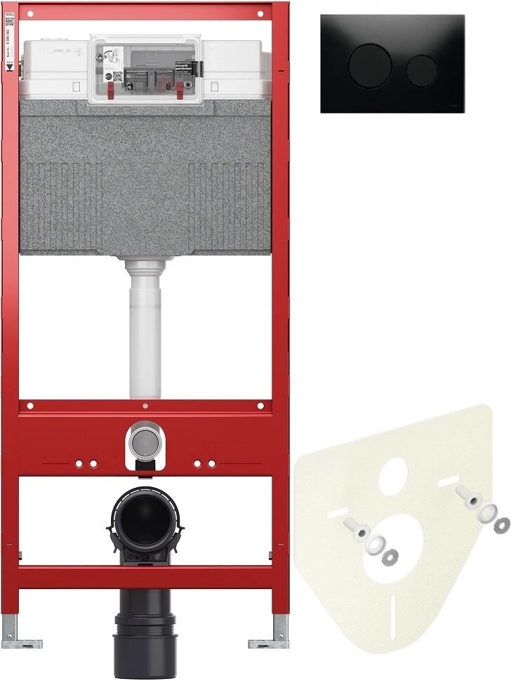 Инсталляция для унитаза Tece TECEloop 9300302 + 9200010 + 9380014 + 9240657 с кнопкой смыва, черный
