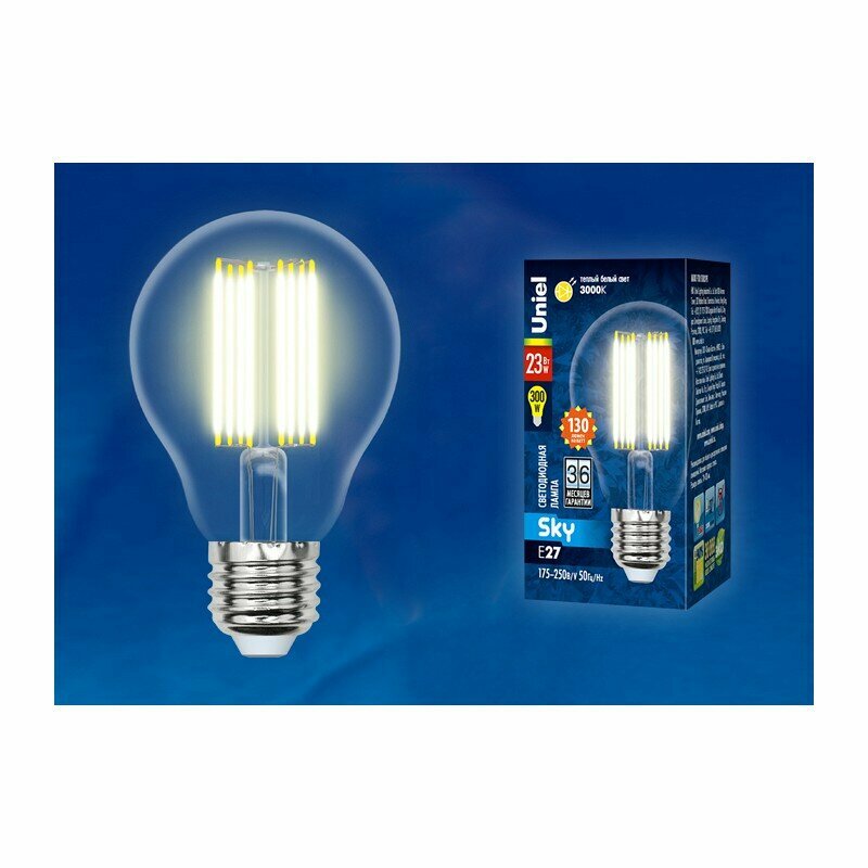 Лампы светодиодные Uniel LED-A70-23W/3000K/E27/CL PLS02WH картон, цена за 1 шт
