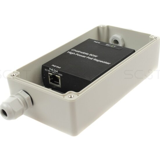 Уличный удлинитель PoE af/at/bt по витой паре до 280м Sc&t IP04R-SO