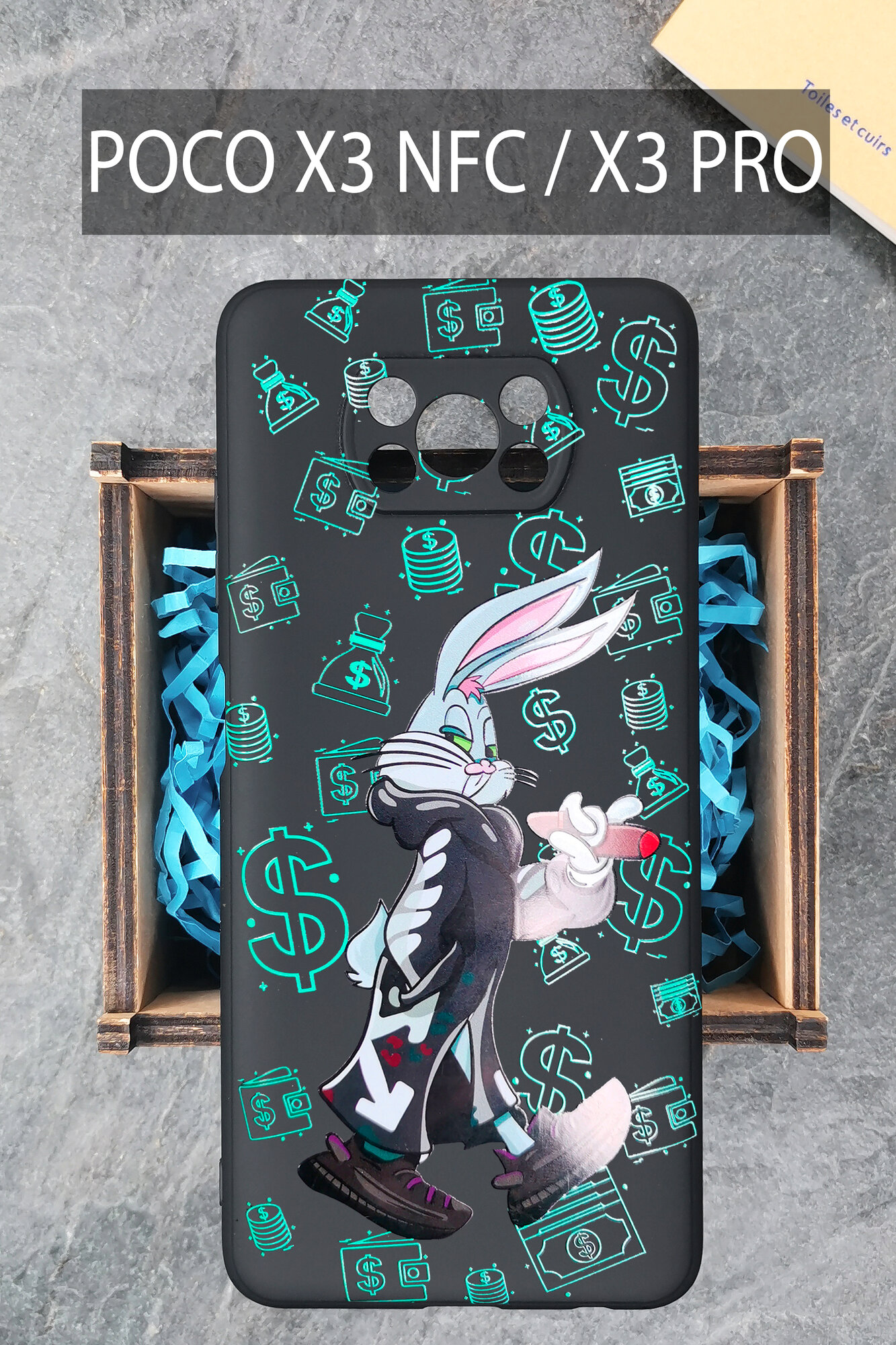 Силиконовый чехол на Poco X3 NFC / Poco X3 Pro с принтом Заяц Бани неон Поко Х3 / Поко Х3 Про