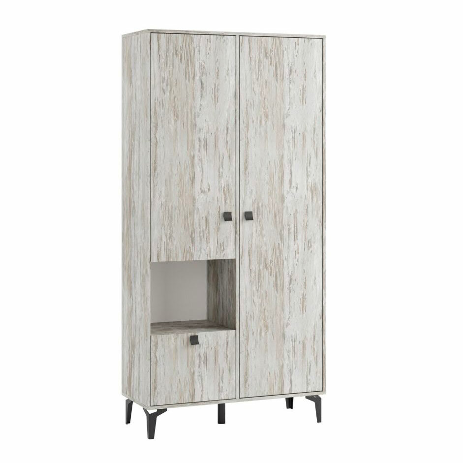 Шкаф распашной для одежды Милан универсальный 210,0х98,4х36,6 см, артвуд темный/артвуд темный