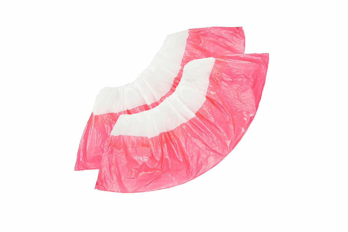 Бахилы двойные бело розовые 100 шт 50 пар