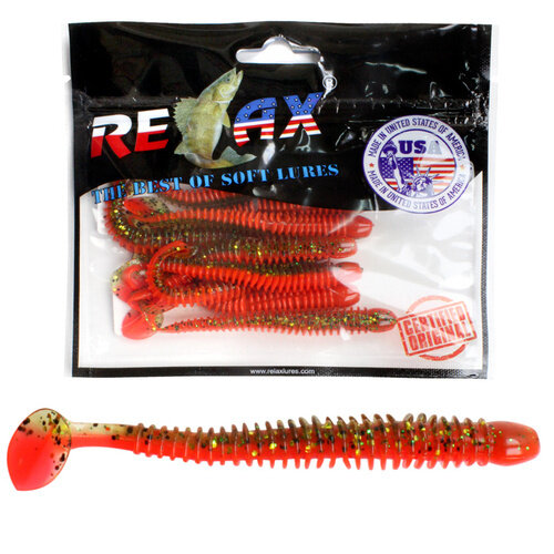 Мягкая силиконовая приманка риппер RELAX TEXAS LAMINAT 4, 10,0cm 4,1g цвет L672 (Baby Bass, Super Red, Laminated), 1 уп. по 10 шт.