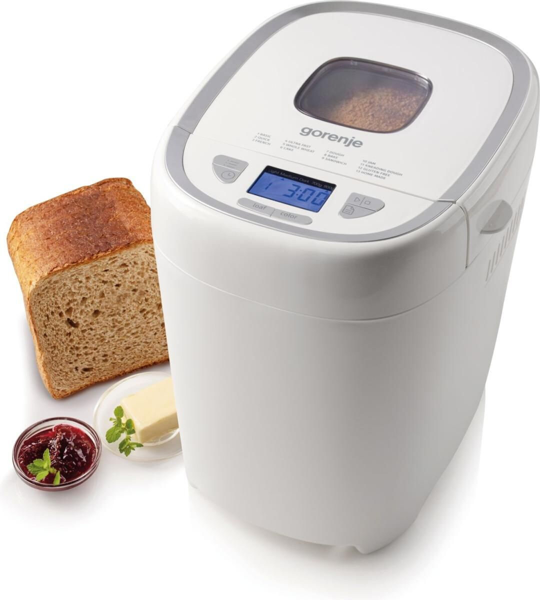 Хлебопечь Gorenje BM900WS, 550 Вт, 12 программ, 750/900 г, белый