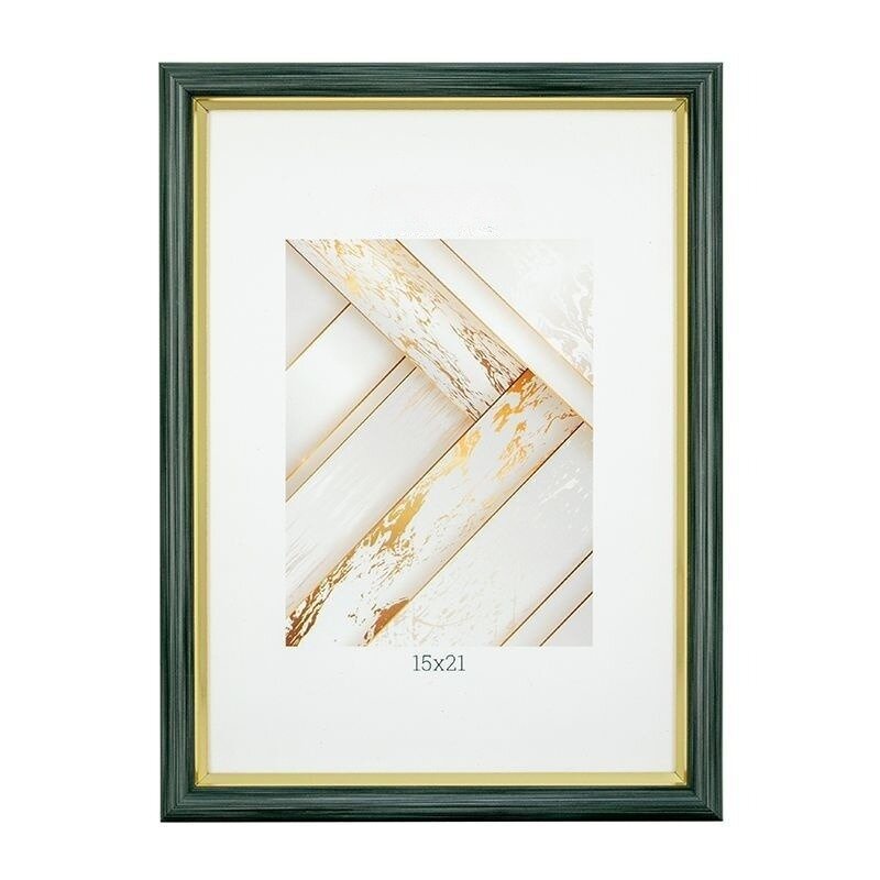 Рамка для фотографии, постера, вышивки 15х21 см, классика, малахит, темно-зеленая с золотистой окантовкой GF 6397