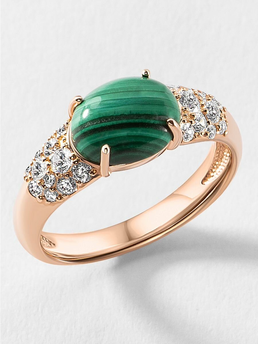 Кольцо, серебро, 925 проба, золочение, фианит