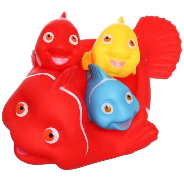 Набор резиновых игрушек для ванны Мыльница: Рыбки , 4 шт, Крошка Я