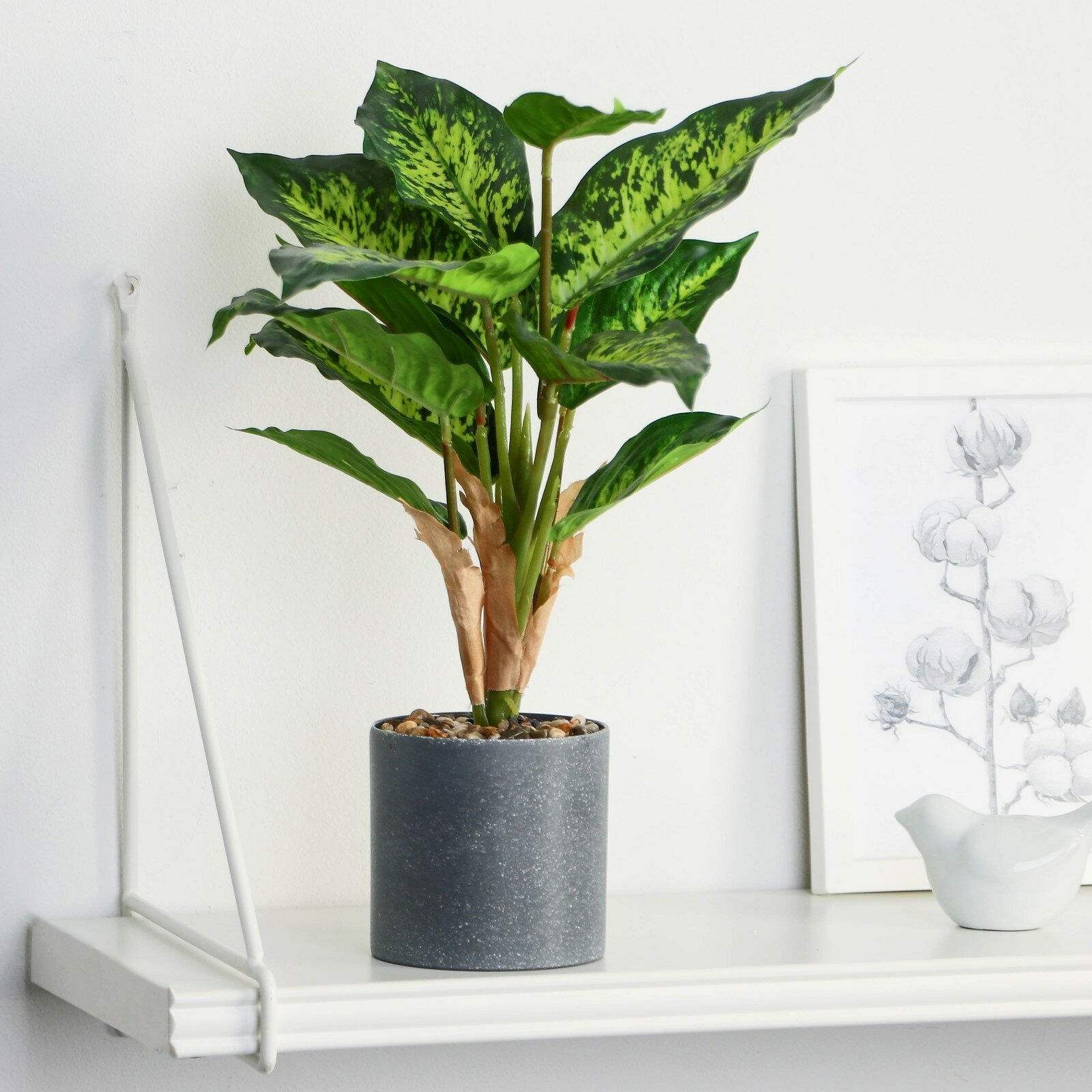 Искусственный цветок в горшке «Диффенбахия пятнистая», 9×32 см