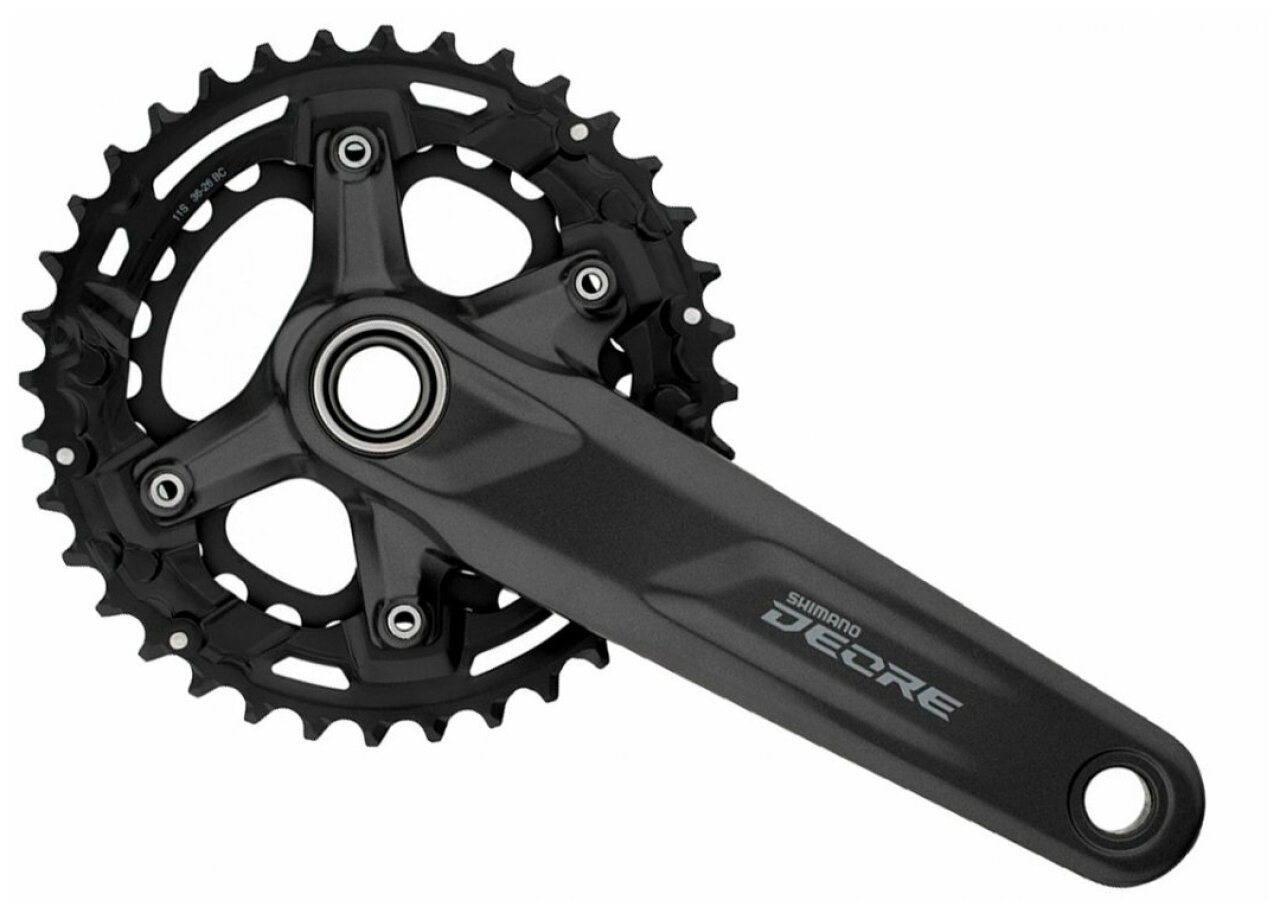 Система шатунов Shimano Deore M5100-B2, 2x11 ск, 175 мм, ин. вал, 36-26T без каретки для CL:51,8 мм. Черный