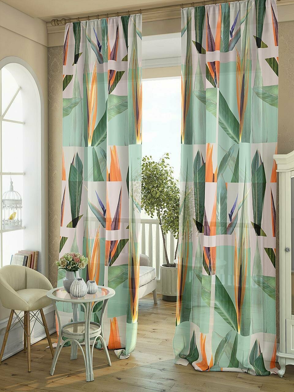 Тюль AT HOME Карбо (зеленый) высота 280 см, ширина 150 см, крепление - шторная лента, Зеленый