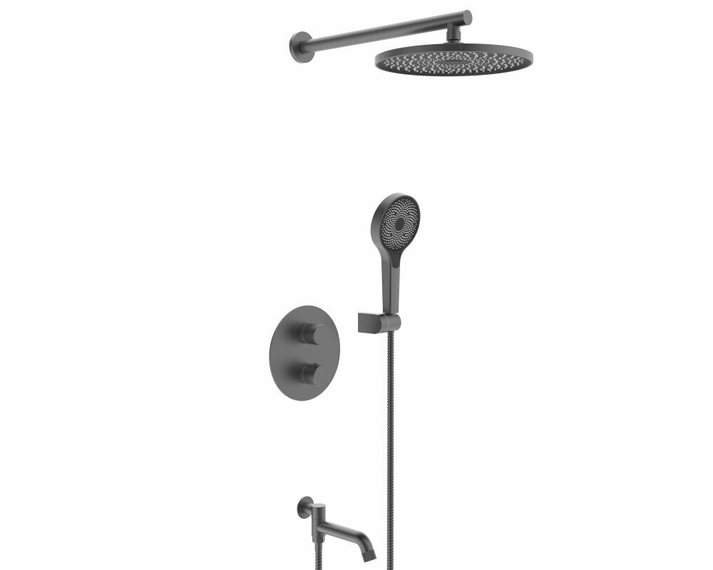 Душевая система скрытого монтажа с тропическим душем, термостатический Vieir V25003-3G графит