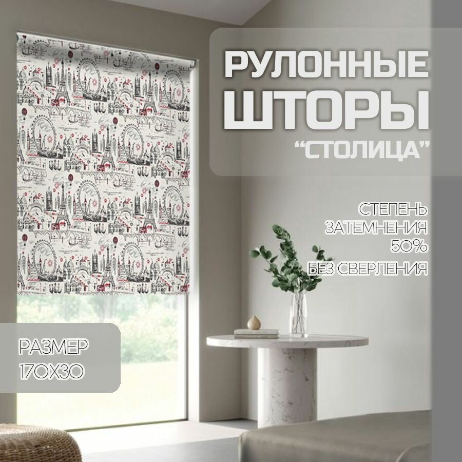 Рулонные шторы на окна Колорит Эль Столица 30х170 см