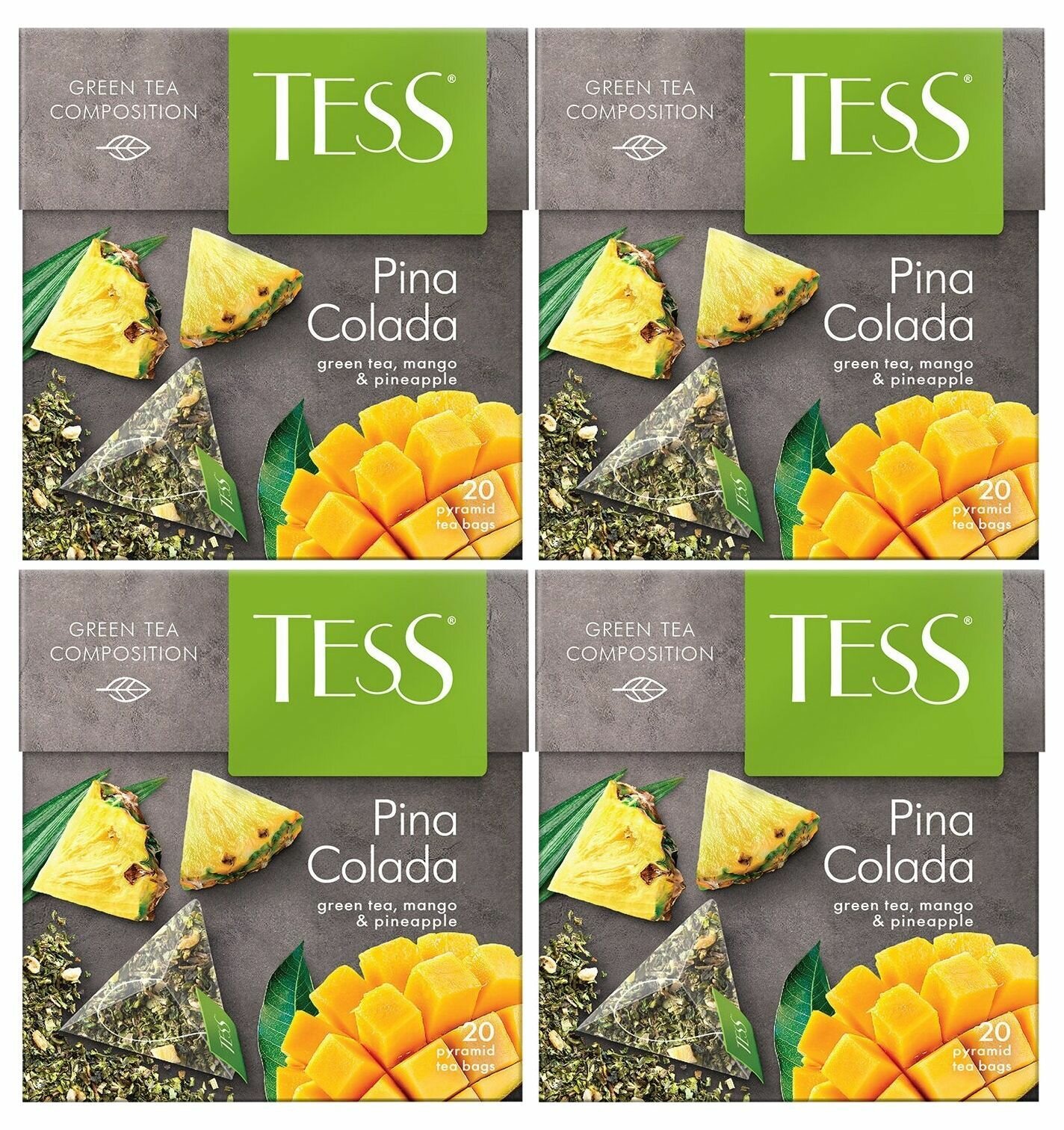 Чай зеленый в пирамидках Tess Pina Colada, 20 пакетиков х 4шт