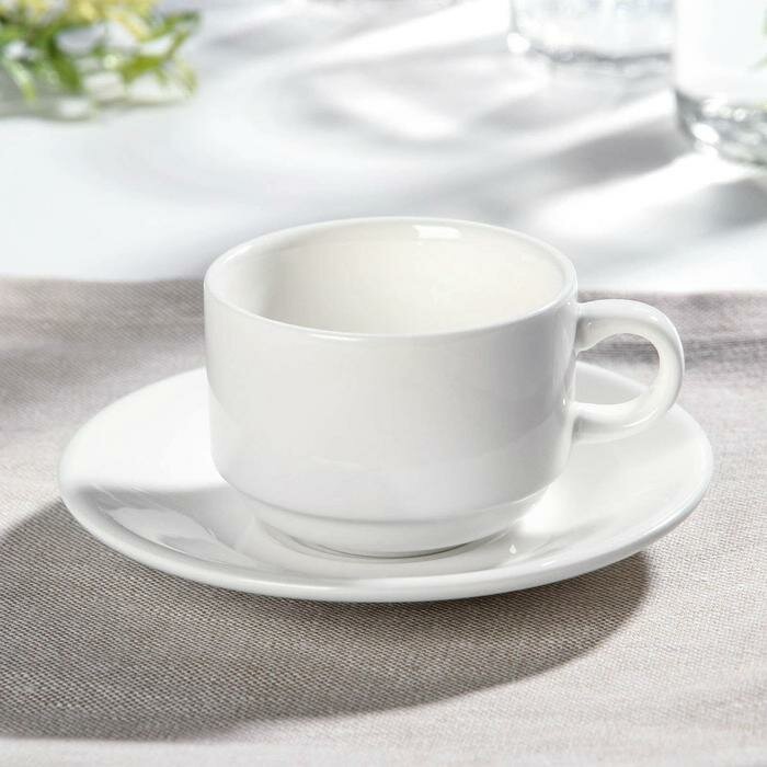 Кофейная пара Stella, 140 мл, цвет белый, фарфор, чашка с блюдцем для кофе