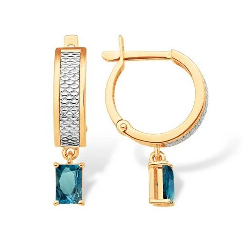 Серьги, комбинированное золото, 585 проба, Лондон топаз