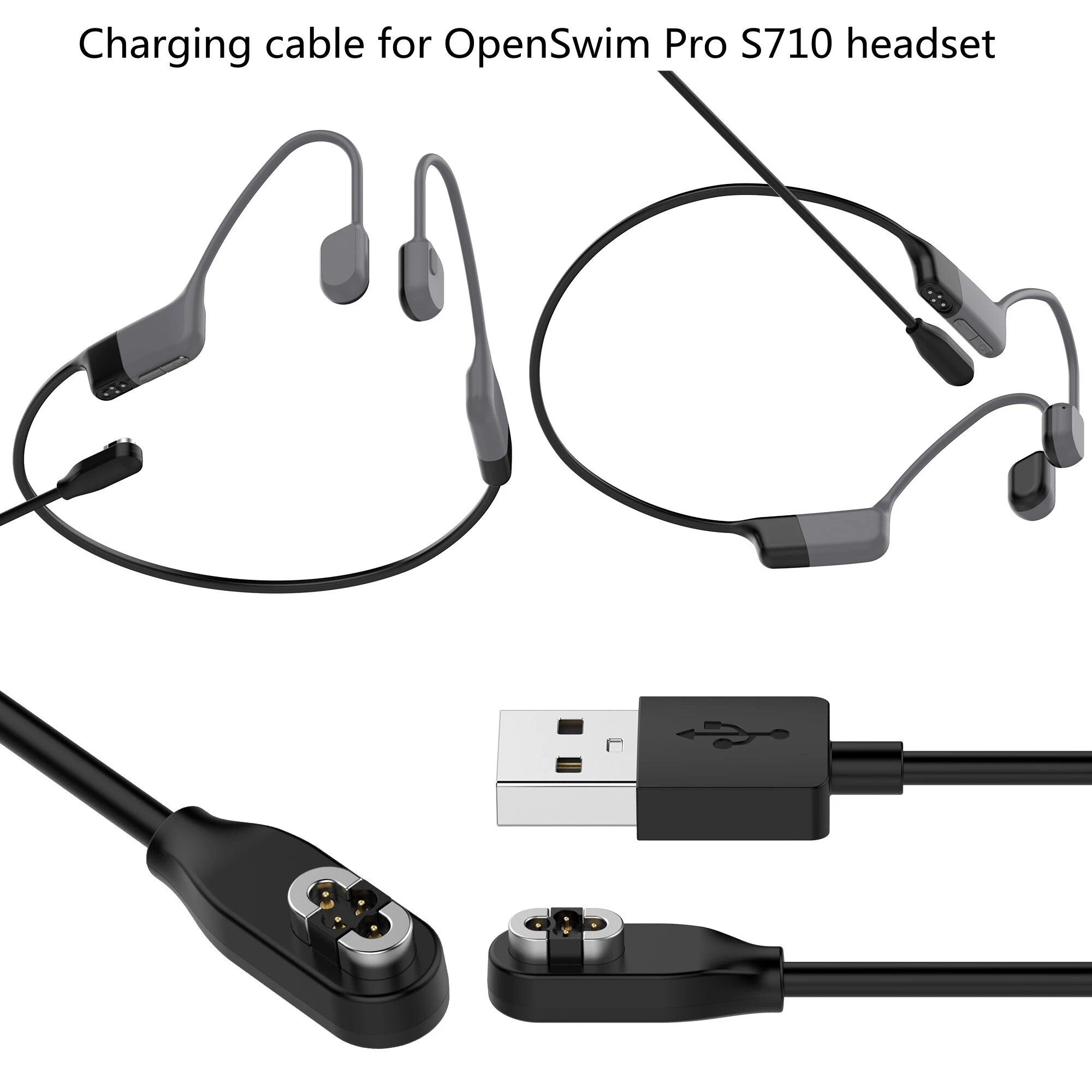 Зарядный кабель для наушников SHOKZ OpenSwim Pro 100 см для OpenSwim Pro S710 черный