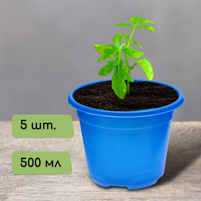 Горшок для рассады, 500 мл, d = 11 см, h = 8,5 см, в наборе 5 шт, 3916958