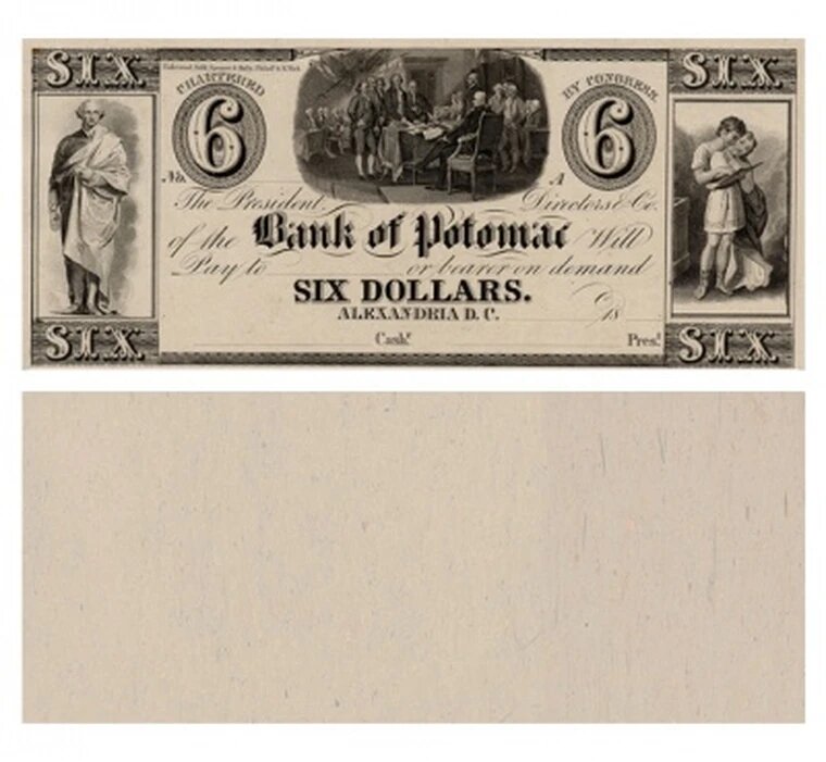 6 долларов 1860 США Потомак штат Иллинойс, сувенирная копия, банкноты и купюры редкие коллекционные