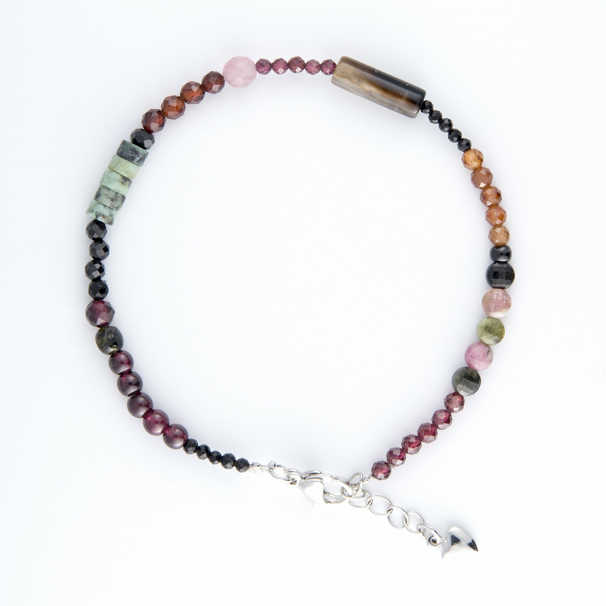 Браслет, гранат, бирюза, турмалин