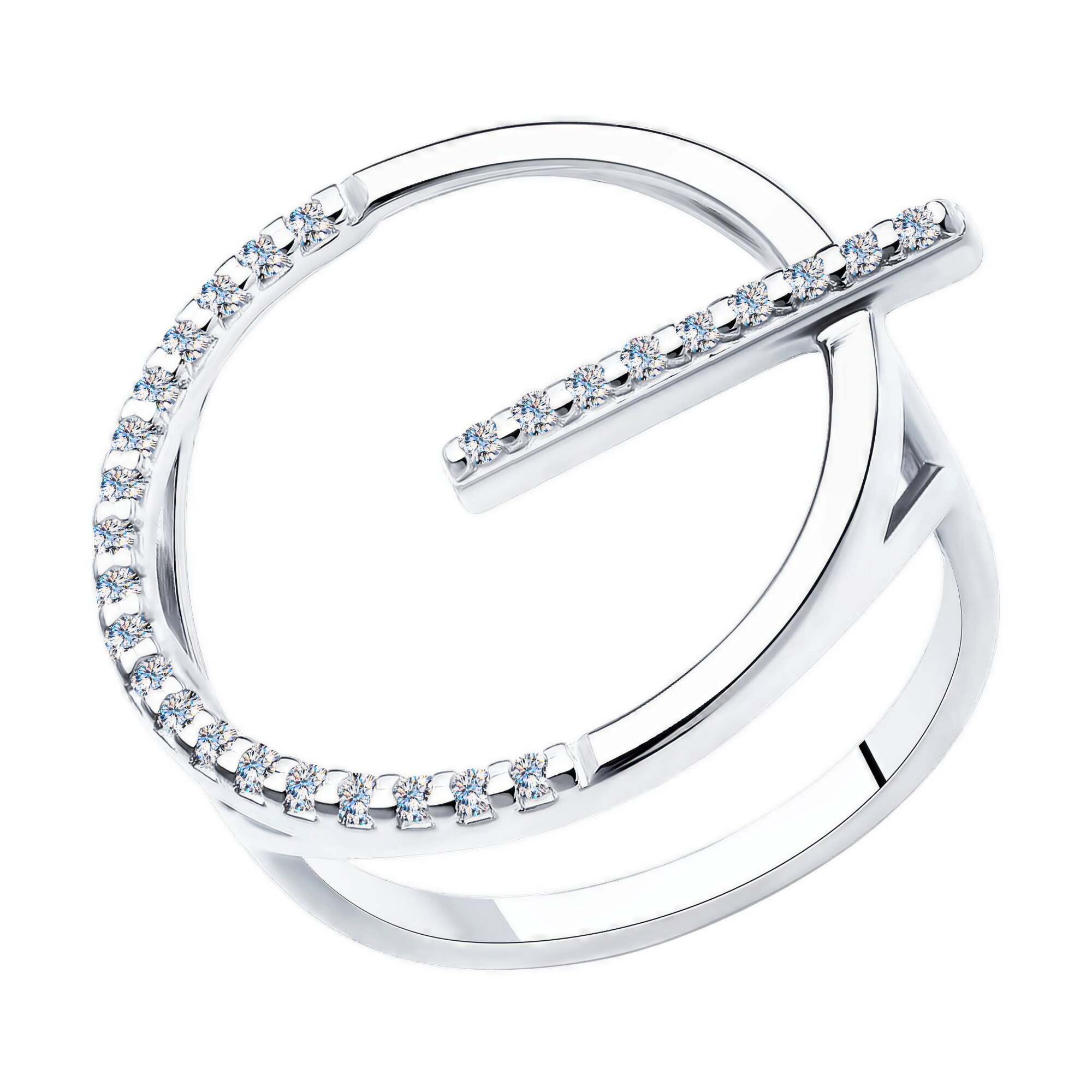 Кольцо дорожка Diamant online, серебро, 925 проба, родирование, фианит