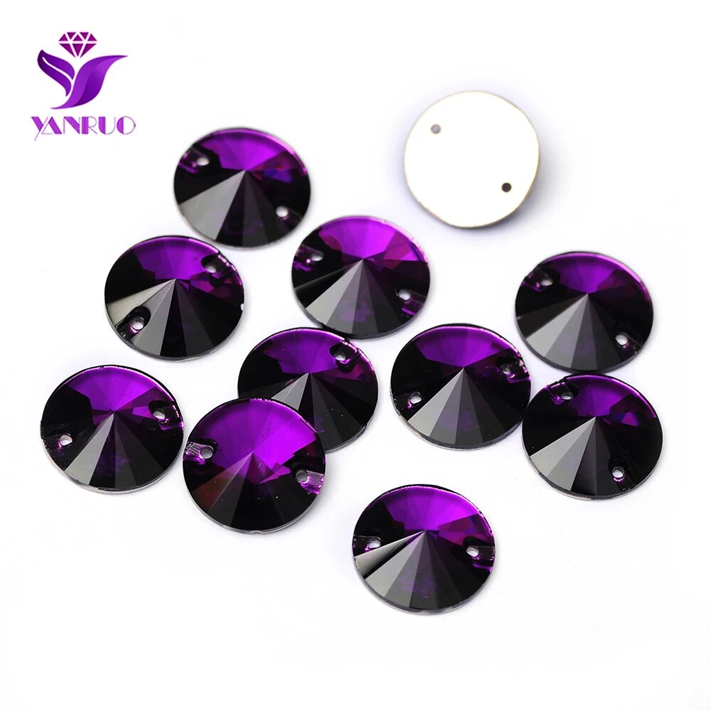 YANRUO 3200 круглые стеклянные стразы для шитья Фиолетовый, 10mm 35Pcs, Purple Velvet