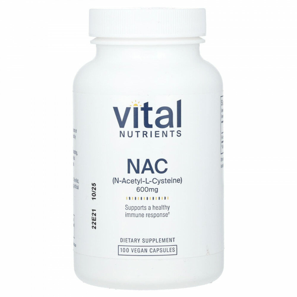 Vital Nutrients, NAC, 600 мг, 100 веганских капсул