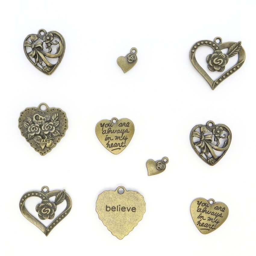 Набор шармов для рукоделия Рукоделие металлические, "Розы и сердца"
