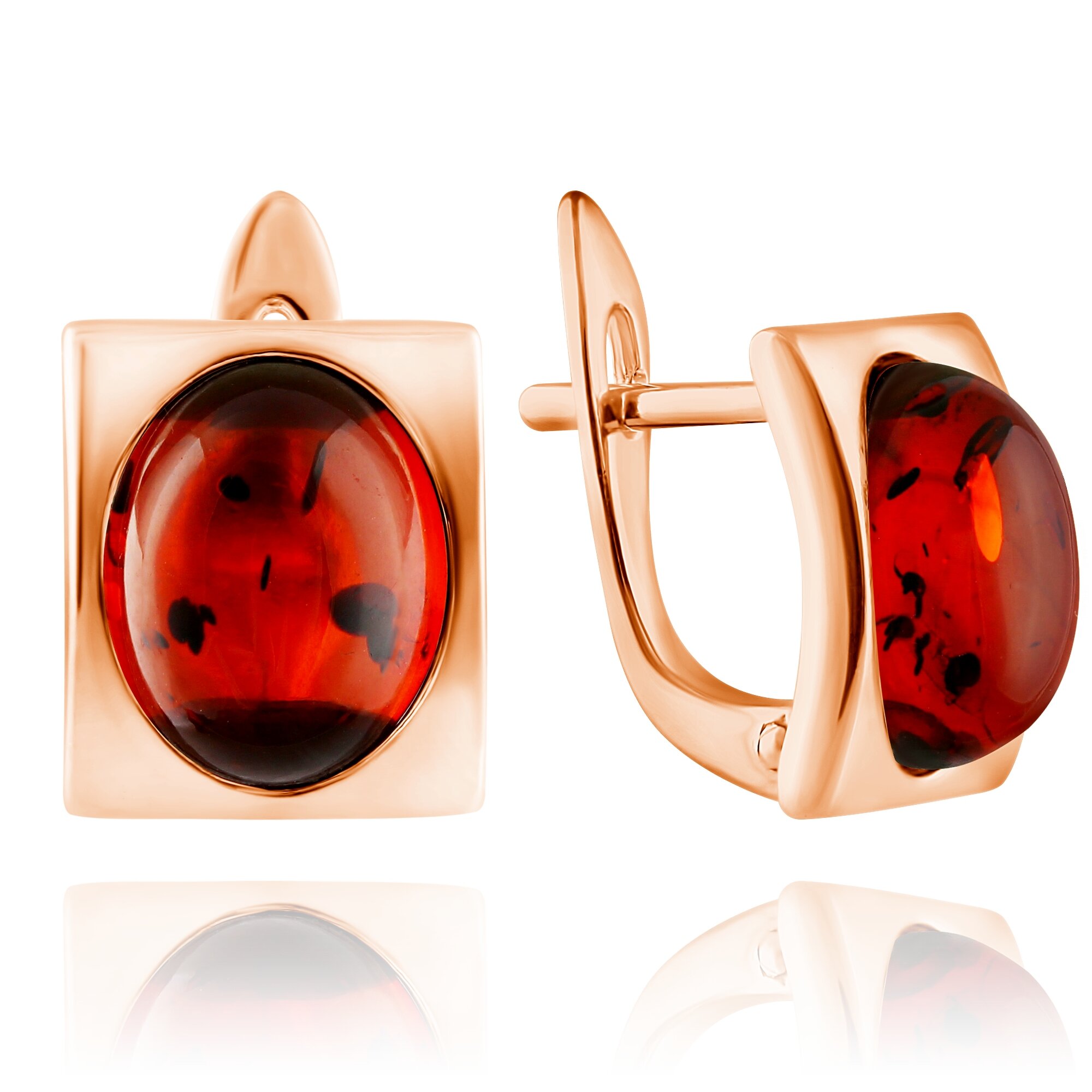 Серьги, серебро, 925 проба, золочение, янтарь