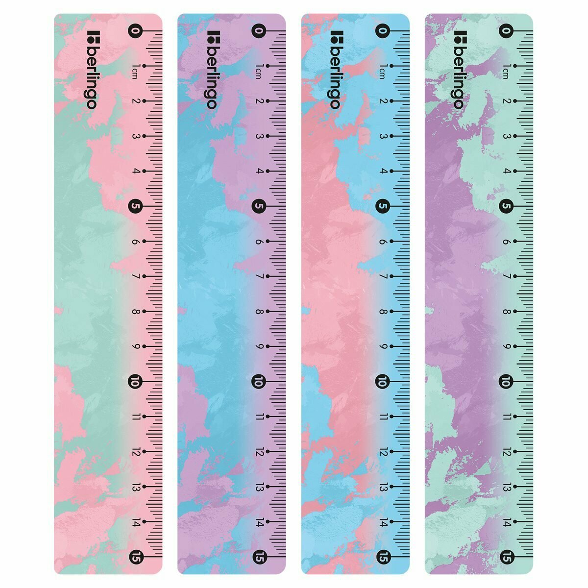 Линейка 15см Berlingo Haze, пластиковая, цветная, европодвес, 480шт. (PR_00015)