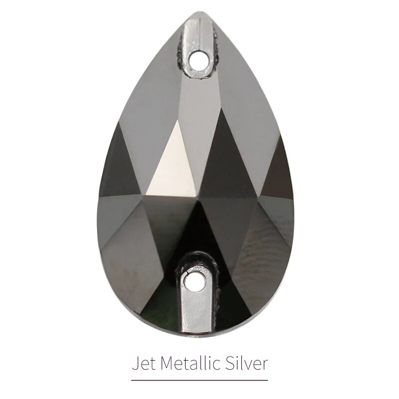 Стразы стеклянные астробокс капля 12 шт Серебряный, 17x28mm 10pcs, Jet Metallic Silver