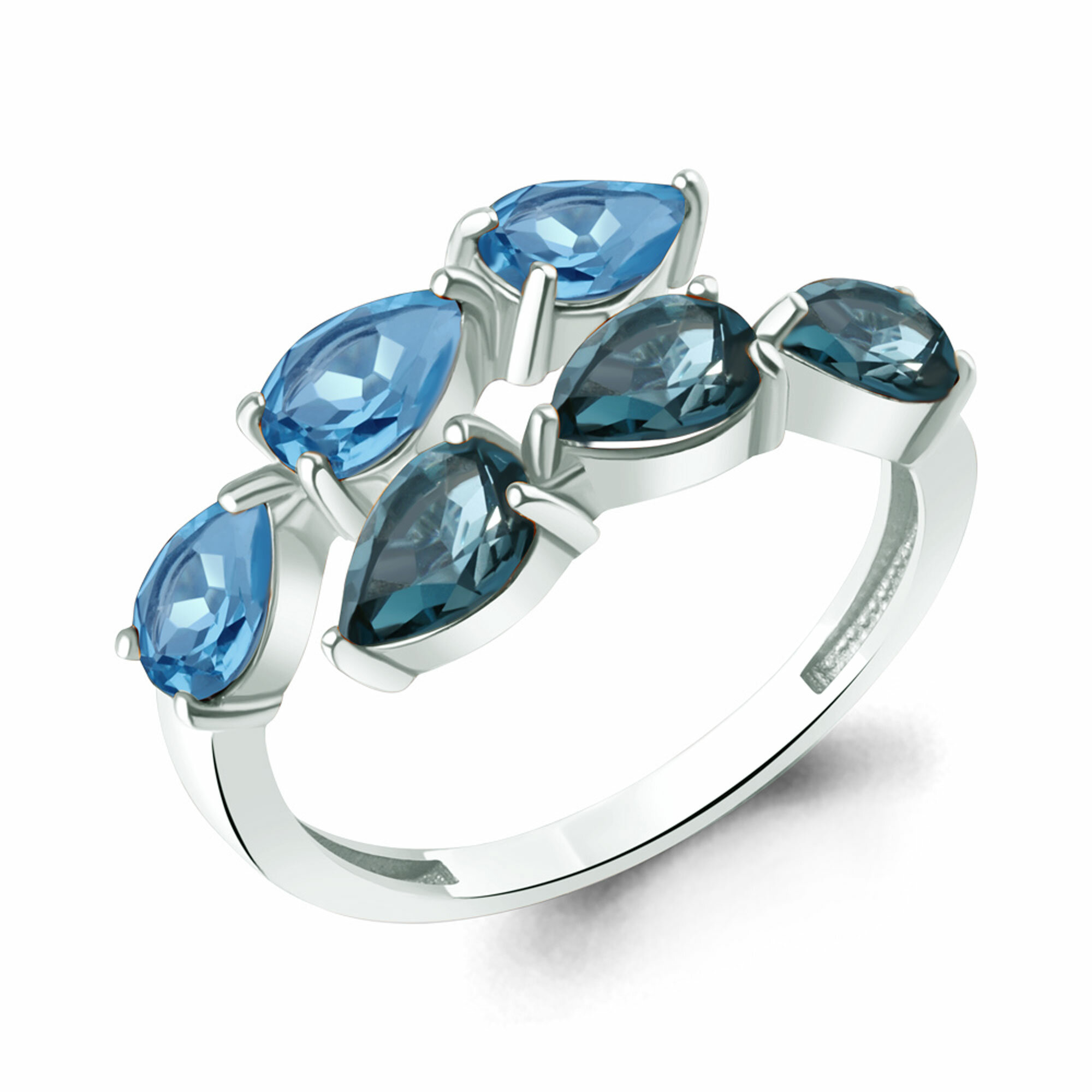 Кольцо дорожка, серебро, 925 проба, родирование, топаз, Лондон топаз