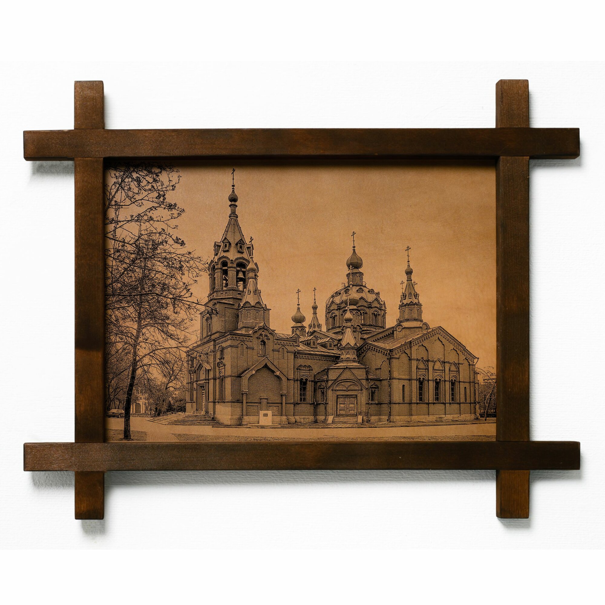 Картина интерьерная из кожи "Александро-Невская церковь (Челябинск)", BoomGift