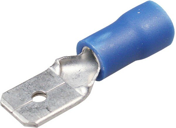 SG57643B, Клемма ножевая 6.3мм, вилка, изолированная, провод 1.5-2.5мм (синяя) / 30 штук