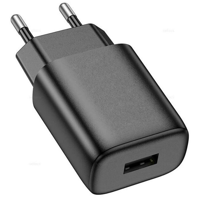 Адаптер питания USB-A 2.4А Hoco C134A Black зарядка 12W - б/п черный