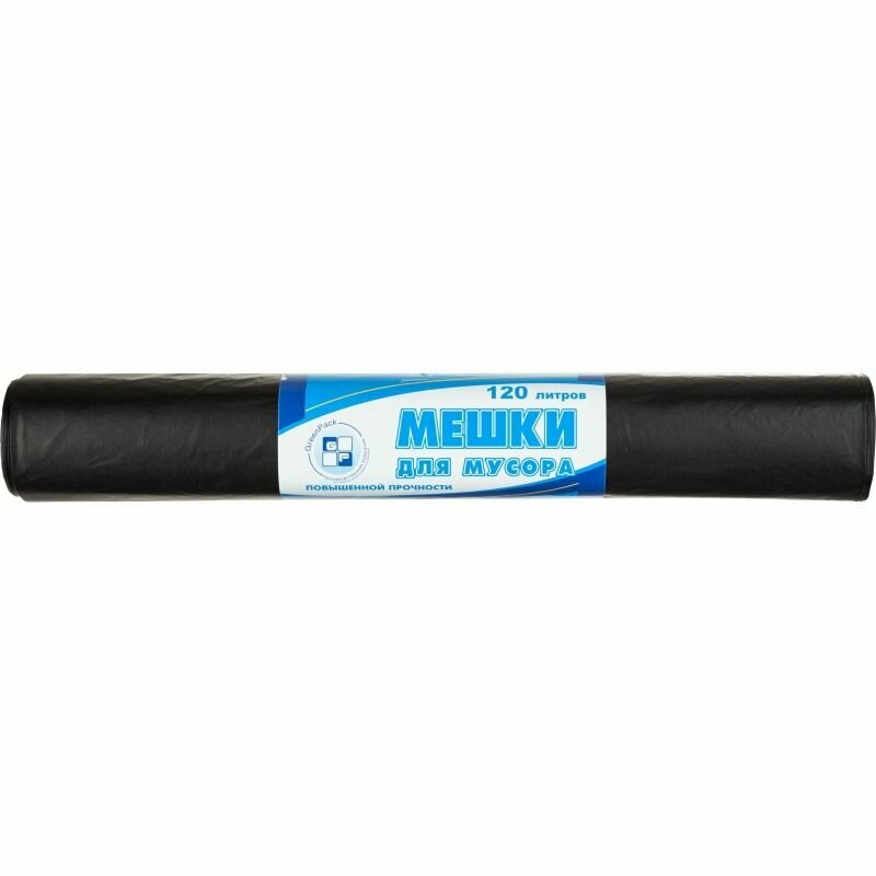 Мешки для мусора КНР полиэтилен, 120 л, 40 мкм, 10 шт, черные, 70х110 см