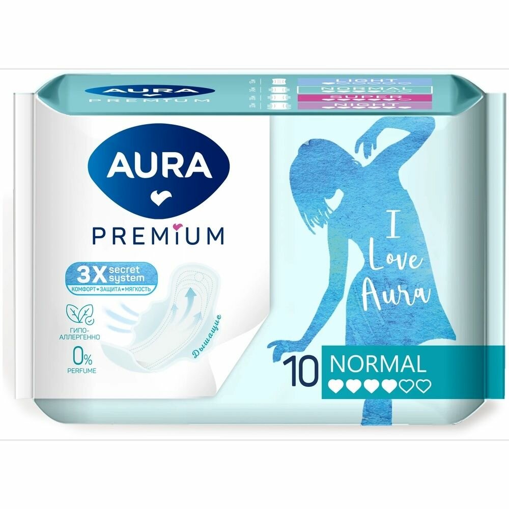 Прокладки гигиенические Aura "Premium", Normal, 10 шт