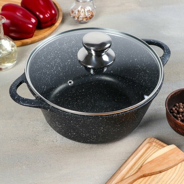 Кастрюля горница "Гранит", 3 л, стеклянная крышка