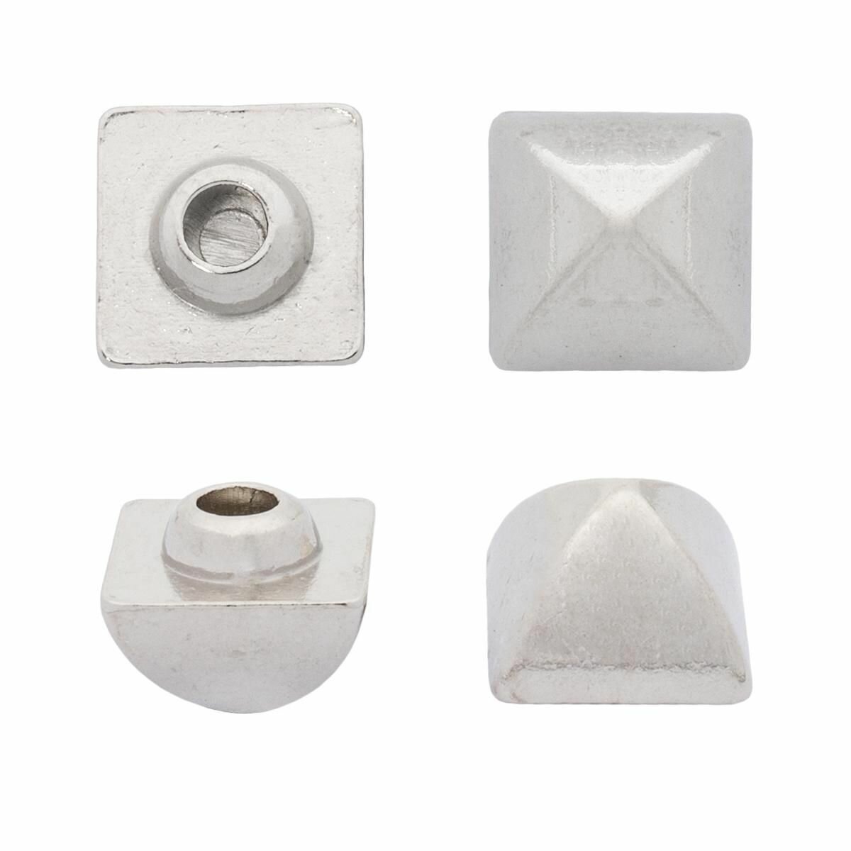 Хольнитен джинсовый BIG 8х8 мм, "Пирамидка" цветной металл без гвоздя, никель, 20 шт (62555)