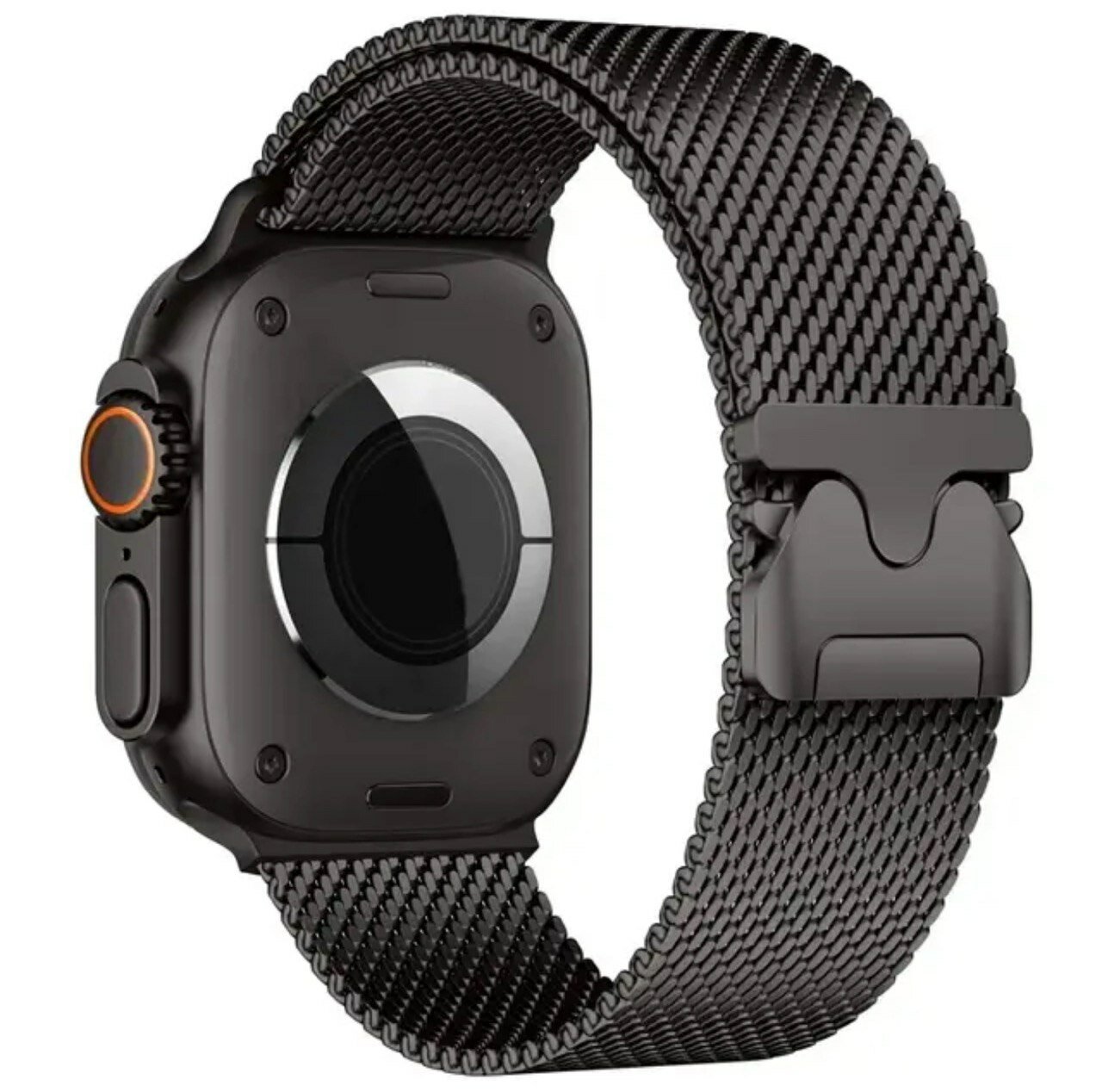 Ремешок Milanese Loop Миланская петля для Apple Watch, 42 мм, 44 мм, 45 мм, 49 мм, Ultra, цвет черный титан