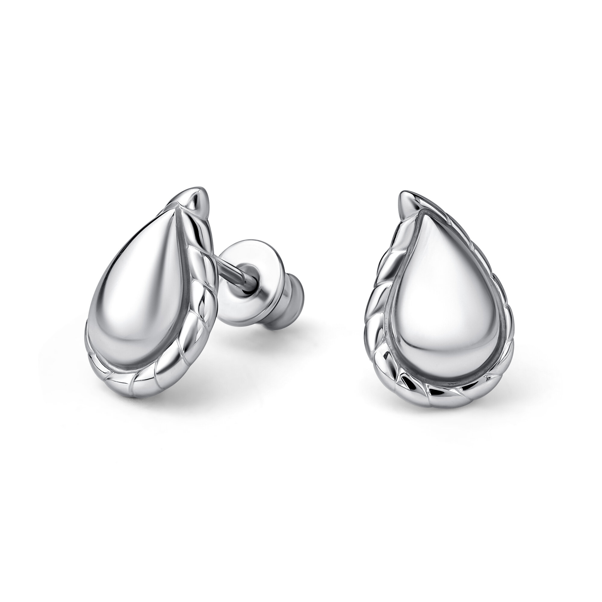 Серьги пусеты, серебро, 925 проба, родирование